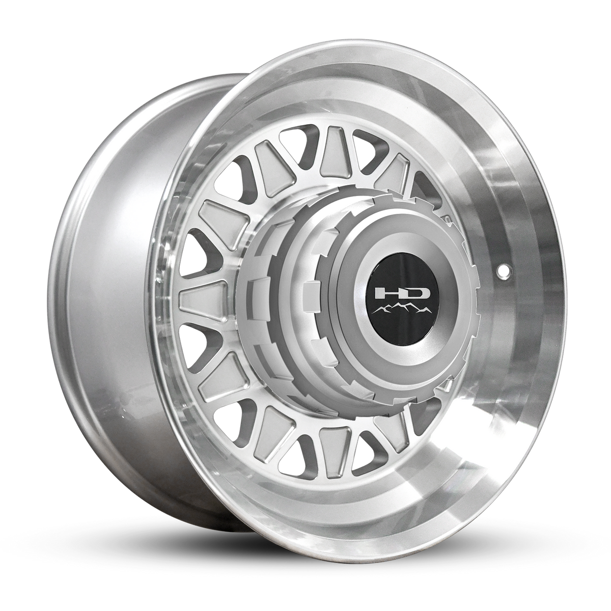 HD Trailer HDT 17x7.5 +0 8x165mm 128.6mm Lug Centric Gloss Silver Mach ...