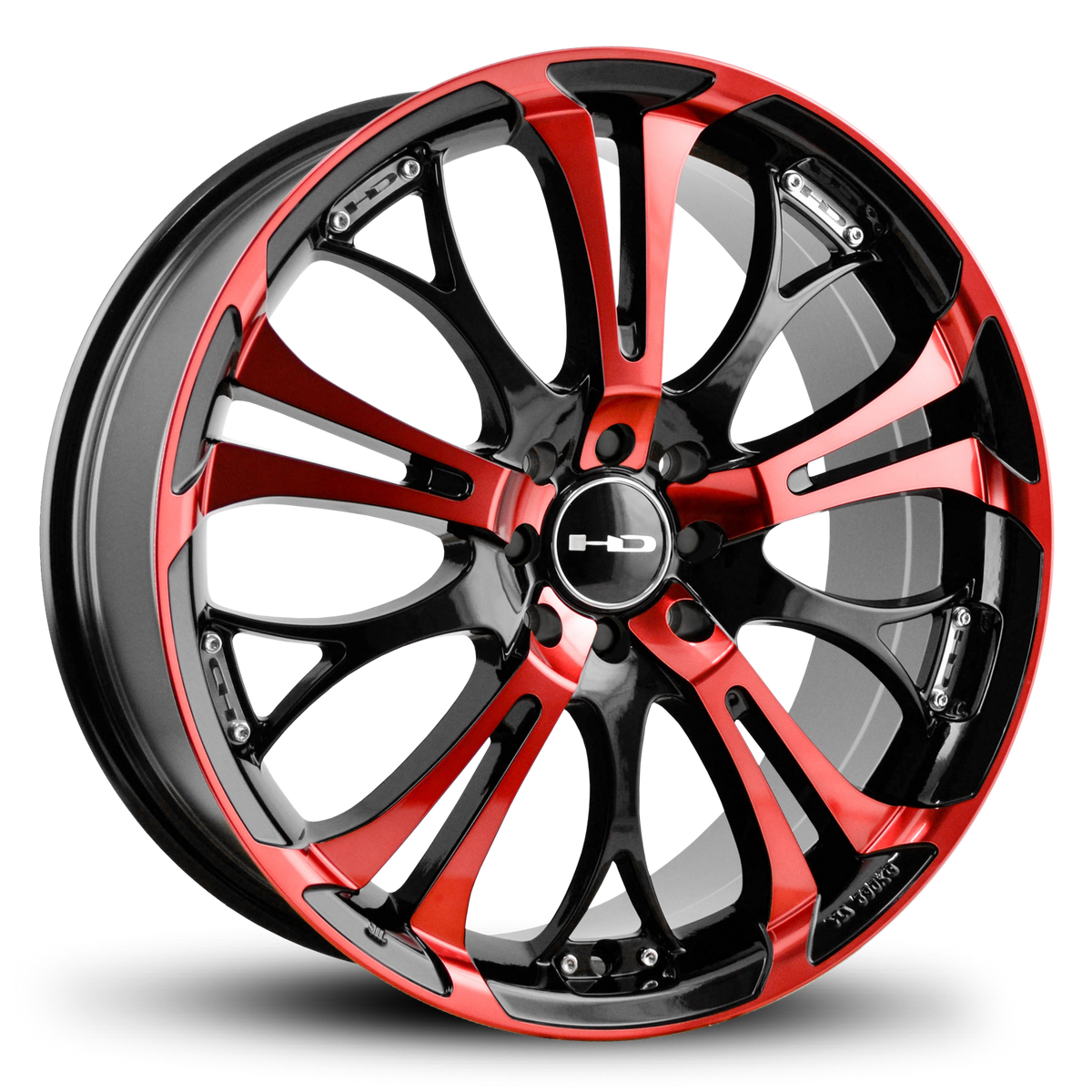 HD Wheels Spinout 17x7 +40 4x100/4x114.3mm 73.1mm Gloss Red&BK/Machine ...